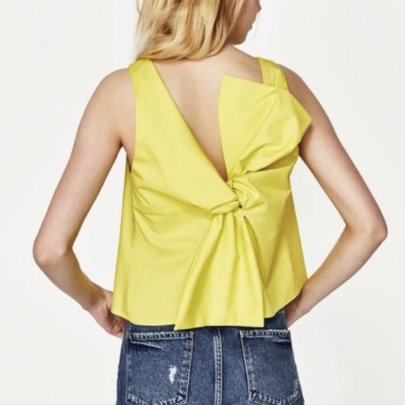 Zara | Tops | Zara Yellow Bow Top | Poshmark
